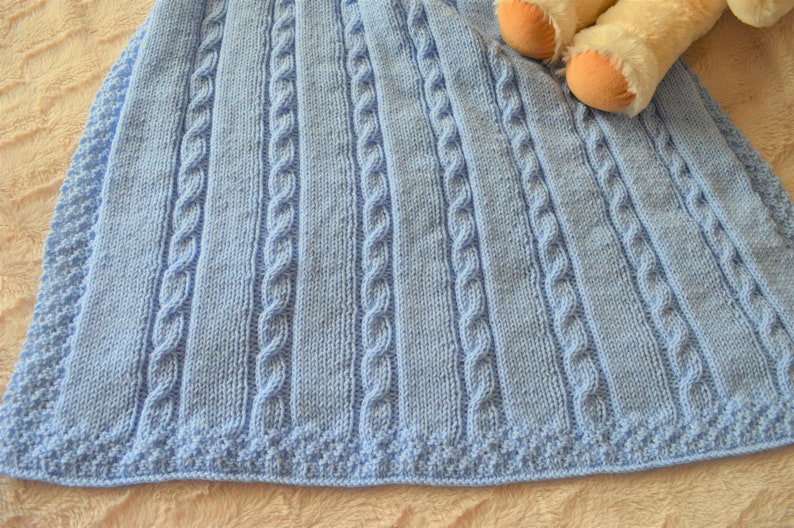 Knitting Pattern Cable Baby Blankets Two Simple Designs in - Etsy