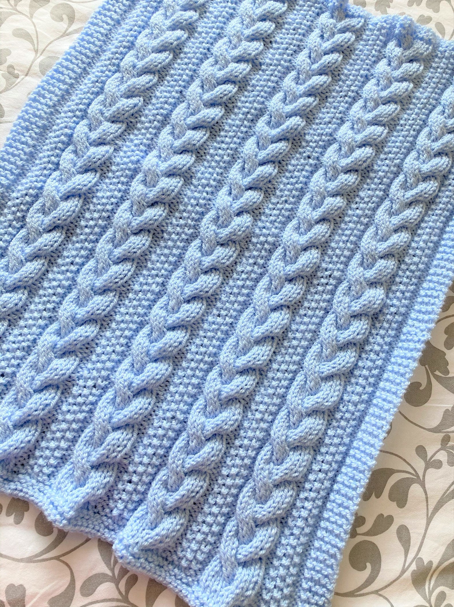 Braided Cable Baby Blanket Knitting pattern Aran Yarn | Etsy