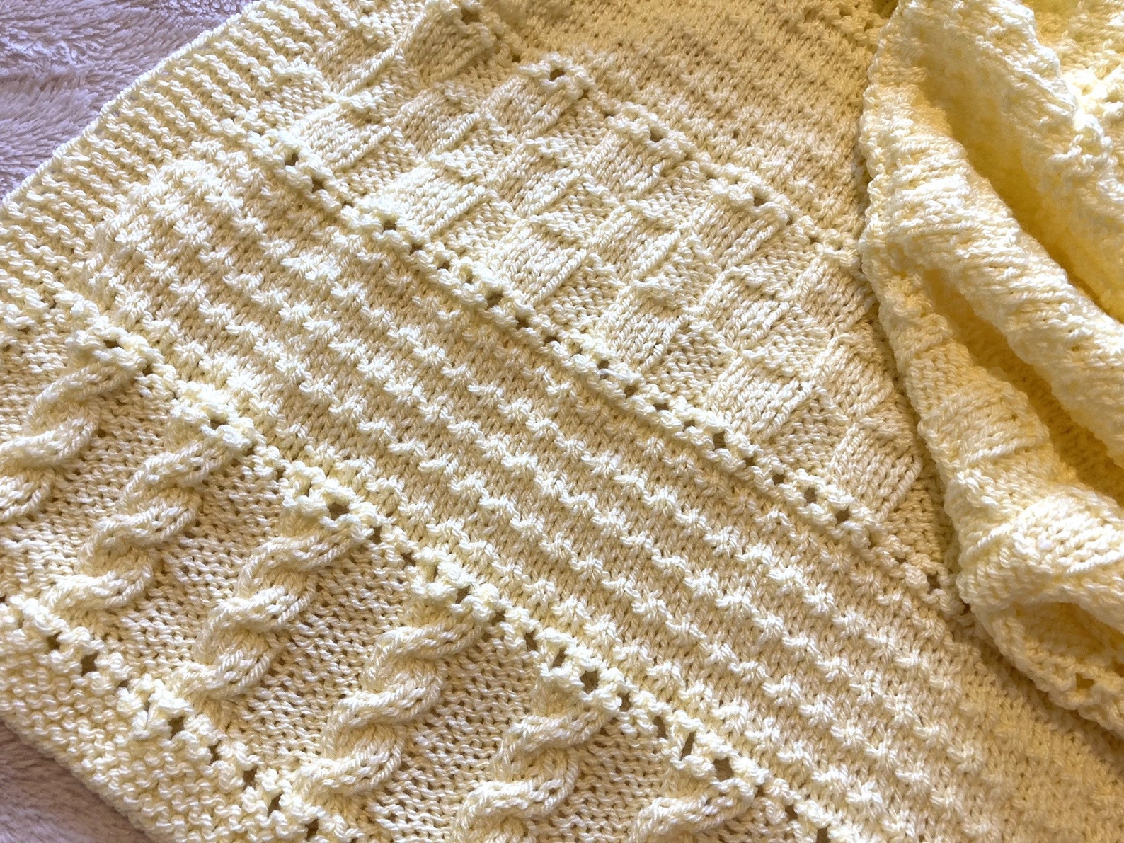 Avril Baby Blanket ~ Knitting Pattern ~ DK Yarn ~ ENGLISH ~ Printed ...