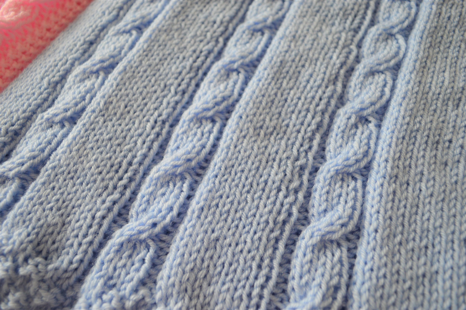 Knitting Pattern Cable Baby Blankets Two Simple Designs in - Etsy