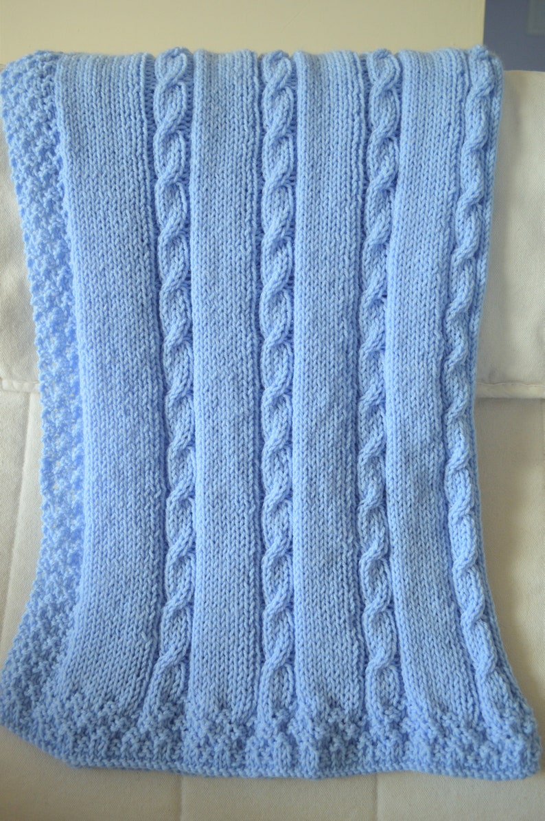 Knitting Pattern Cable Baby Blankets Two Simple Designs in - Etsy