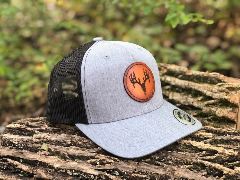 Deer Hunter Trucker Hat: Leather Patch Wildlife Cap - Etsy