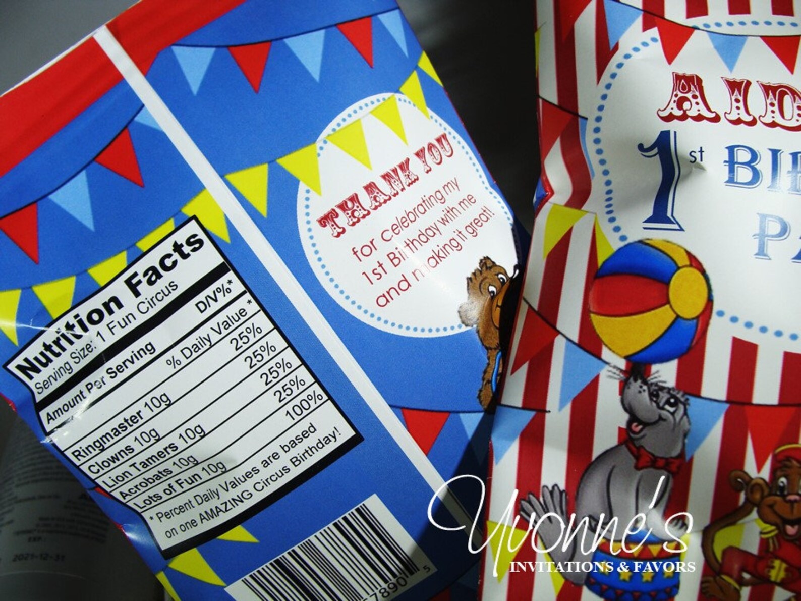Circus Birthday Chip Bags-carnival Favors Treat-chip-cookie-goodie Bags ...