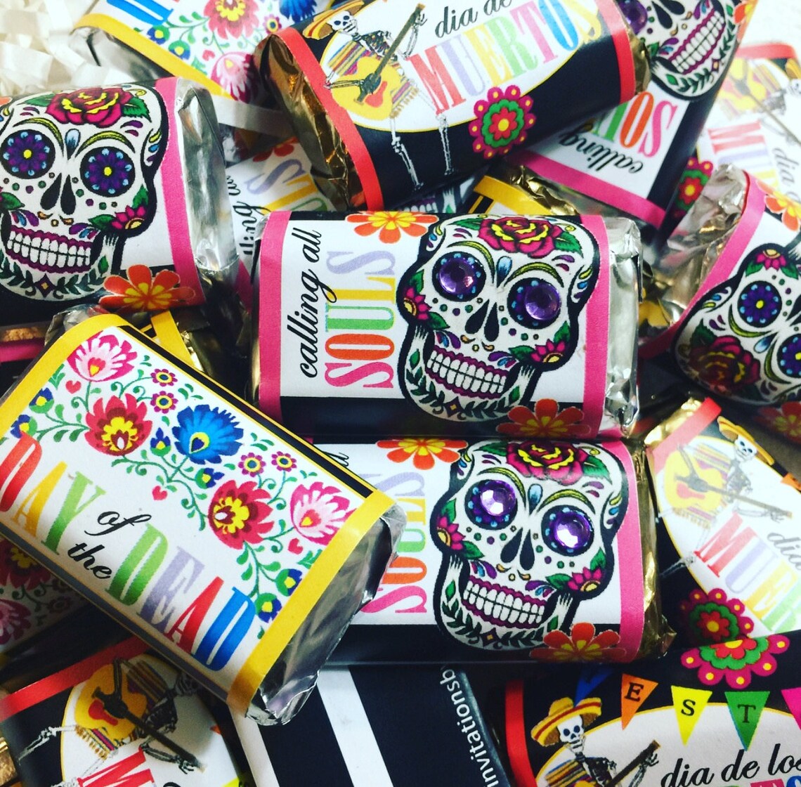 Sugar Skull Mini Candy Bar Wrappers for Miniature Chocolate | Etsy