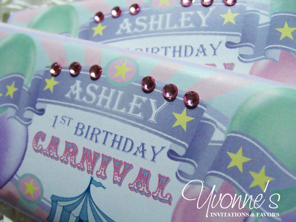 Circus Carnival Birthday Candy Bar Wrappers for Chocolate Bar | Etsy
