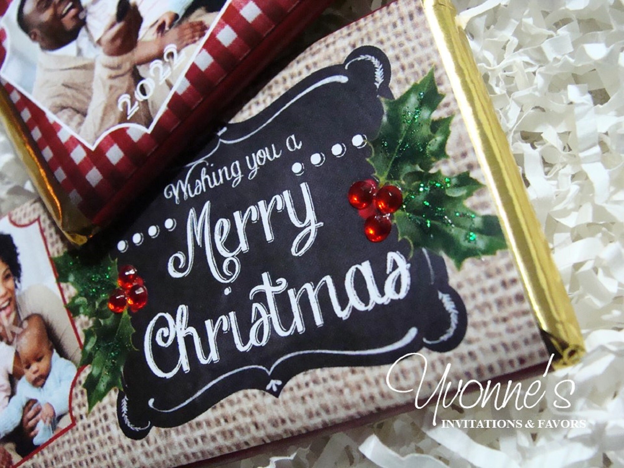 Christmas Card with Photo Candy Bar-Chocolate Party | Etsy