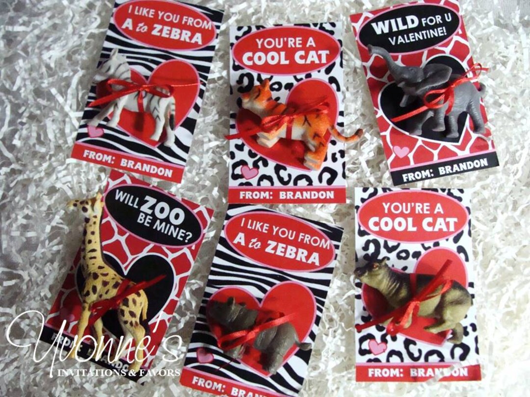 Valentine's Day Kids Cards - Wild Animal Cards - Personalized for ...