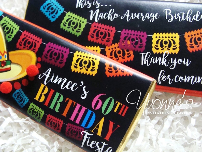 Mexican Fiesta Birthday Candy Bar Wrappers Assembled With Chocolate ...