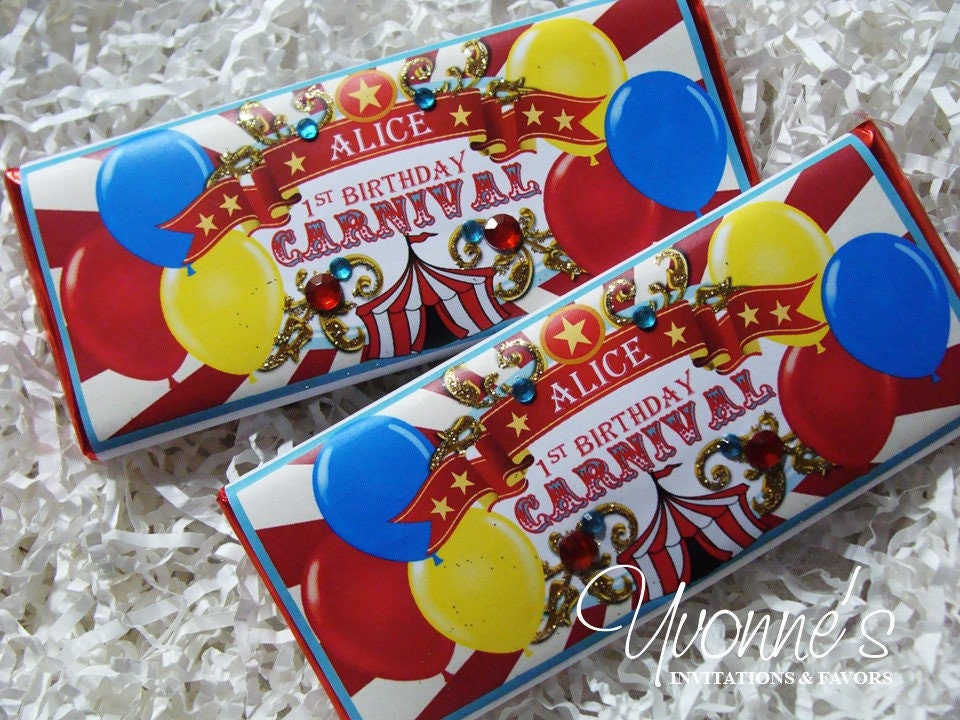 Circus Carnival Birthday Candy Bar Wrappers for Chocolate | Etsy