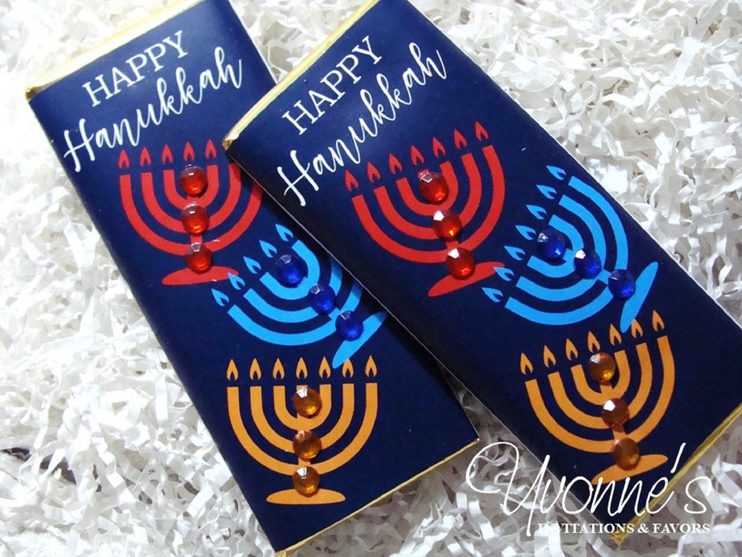 Hanukkah Menorah Candy Bar Wrappers for Chocolate Bars-hanukkah Party ...