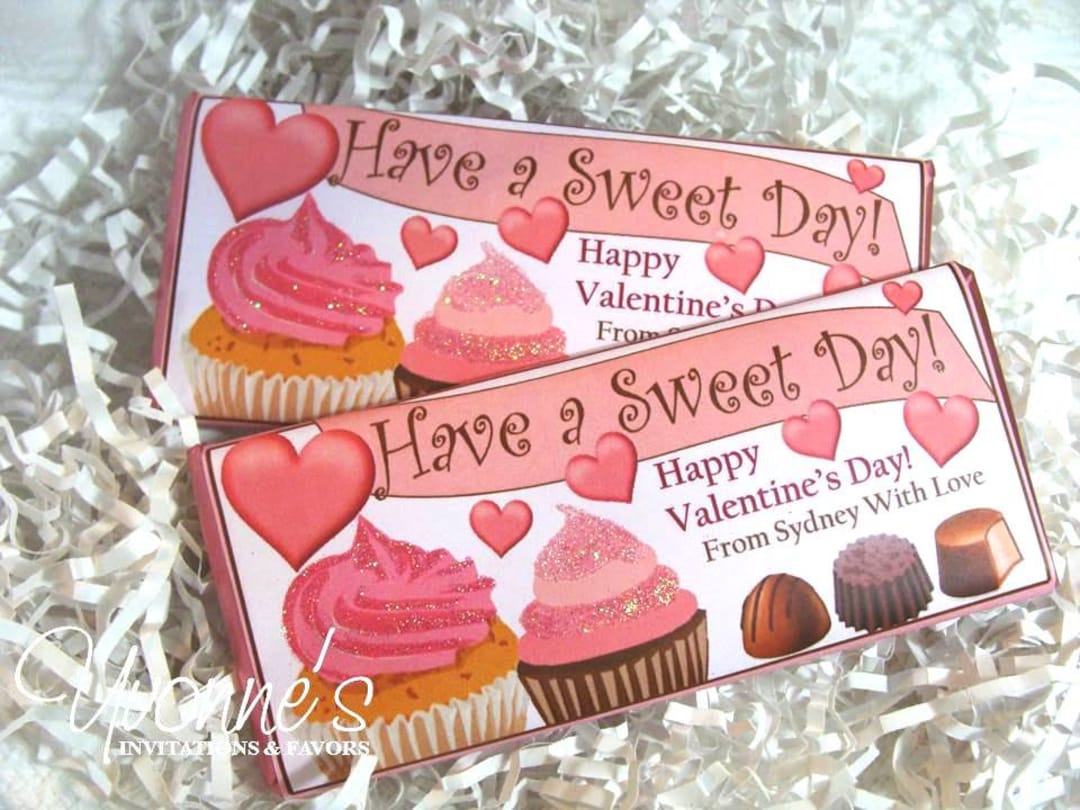 Valentine's Day Candy Bar Wrapper Chocolate Bar Favor Cupcake Design ...