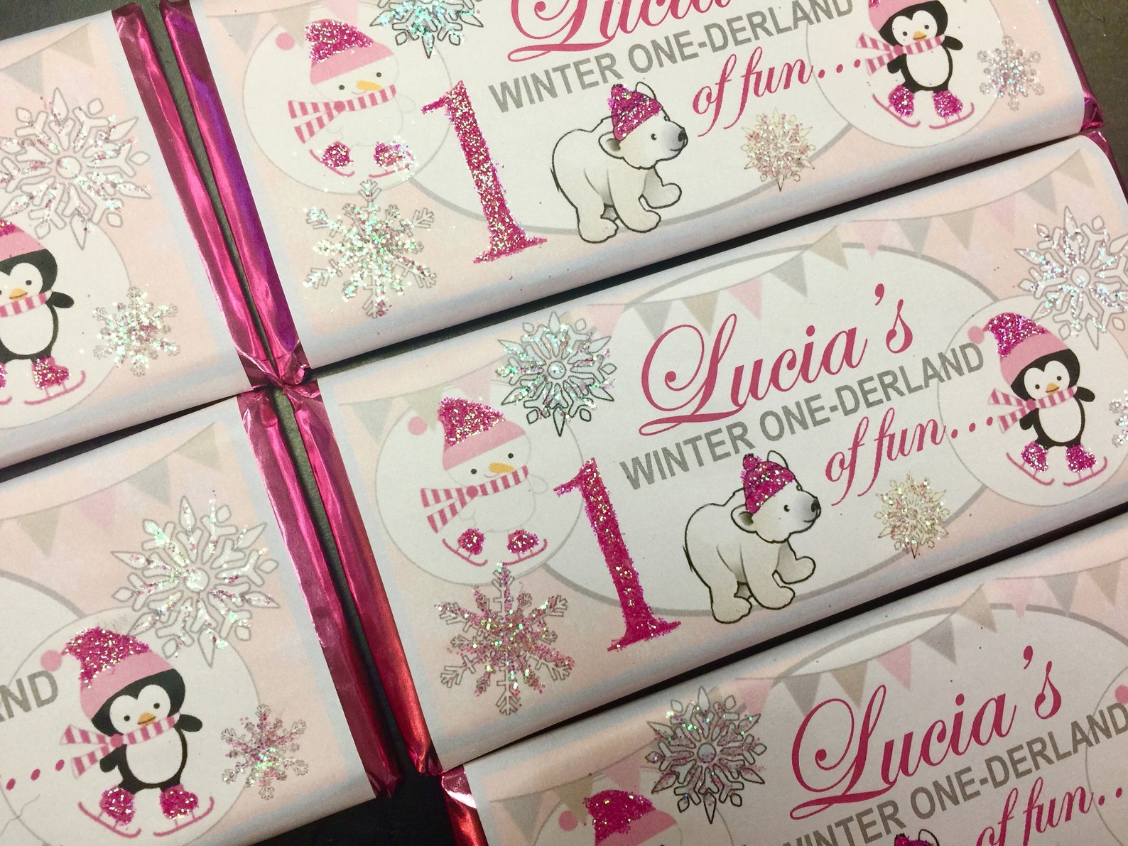 Winter 1st Birthday Candy Bar Wrappers for Chocolate Bar Party | Etsy