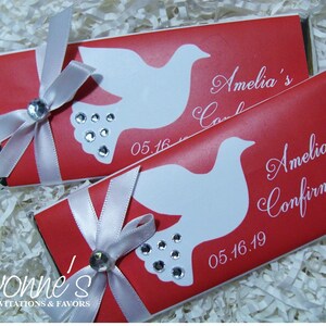 Confirmation Candy Bar Wrapper With Chocolate Bar Favors-white/red Dove ...