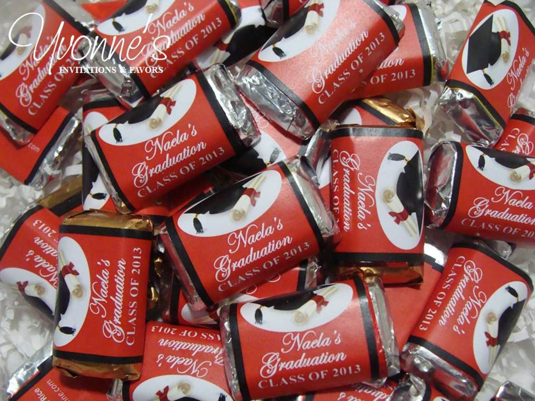 Graduation Mini Candy Bar Wrappers Assembled With Miniature Chocolate ...