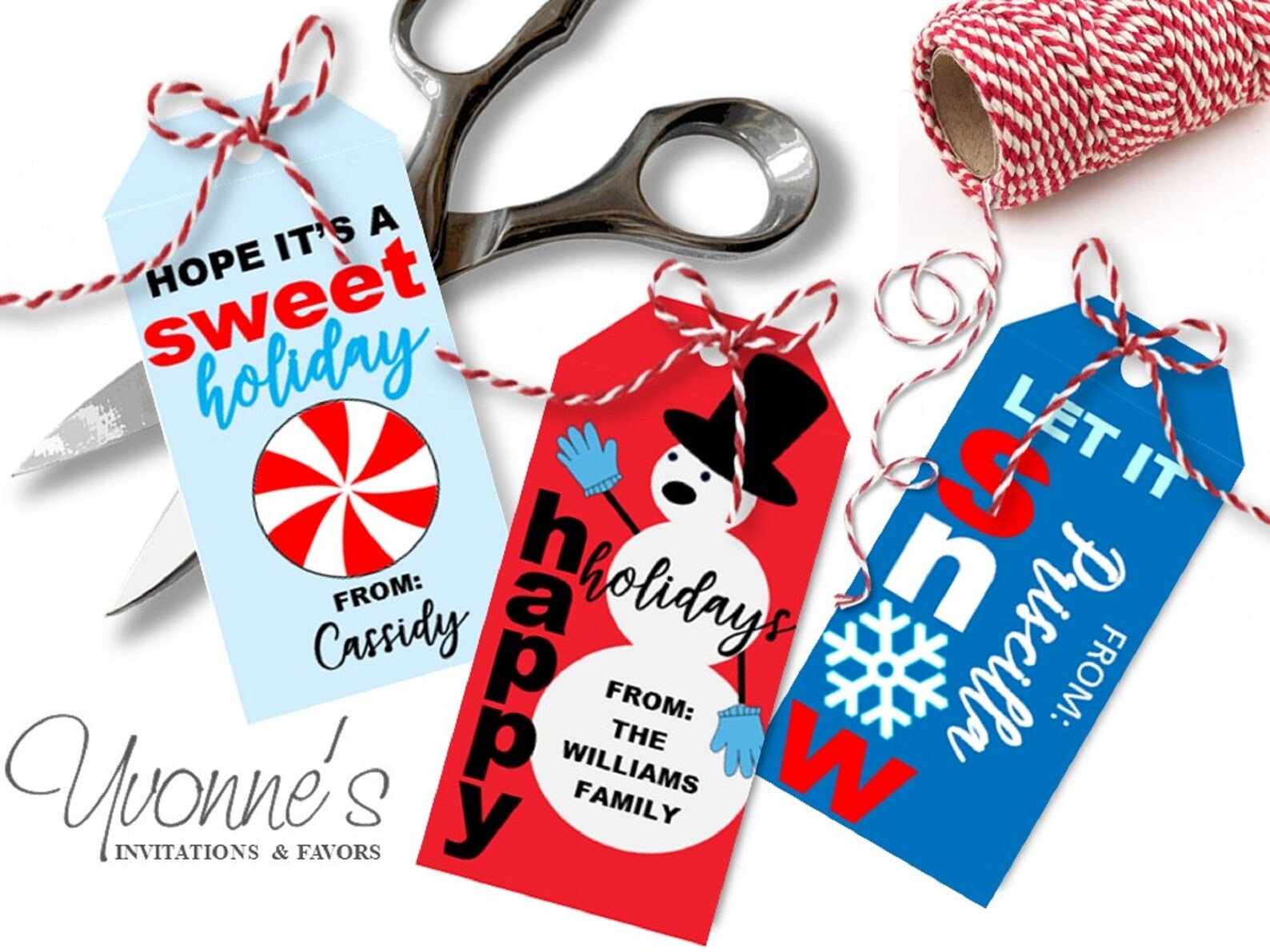 Holiday Gift Tags-personalized Favor Tags-holiday Tags With | Etsy