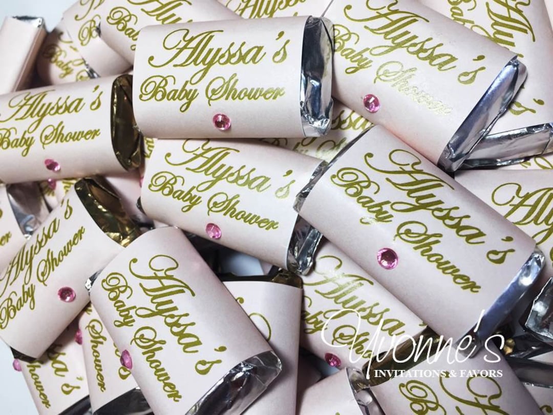 Bridal Shower Mini Candy Bar Wrappers-miniature Chocolate Favors-blush ...