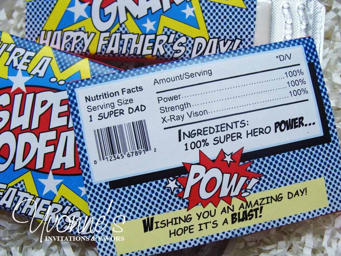 Super Hero Birthday Party Favors-father's Day Favors/gum Favors ...