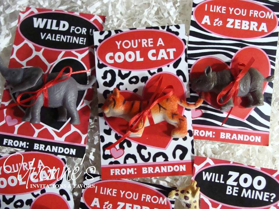 Valentine's Day Kids Cards - Wild Animal Cards - Personalized for ...