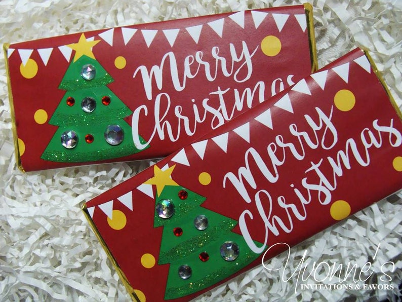 Christmas Candy Bar Wrappers for Chocolate Bar Favors-bling - Etsy