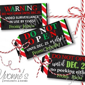 Christmas Gift Tags-personalized Favor Tags-do Not Open Until Christmas ...