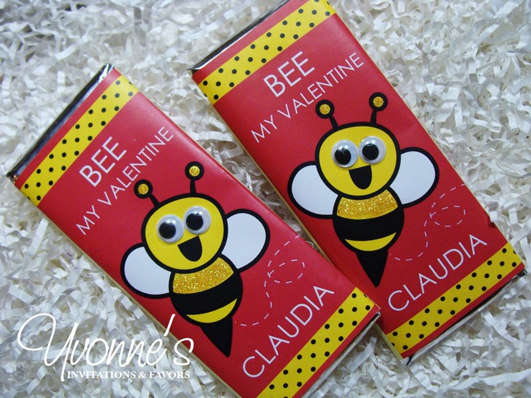 Valentine's Day Candy Bars Wrappers for Chocolate Bar Favors-bumble Bee ...