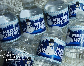 Melted Snowman Water Bottle Label Printable from Pom Pom