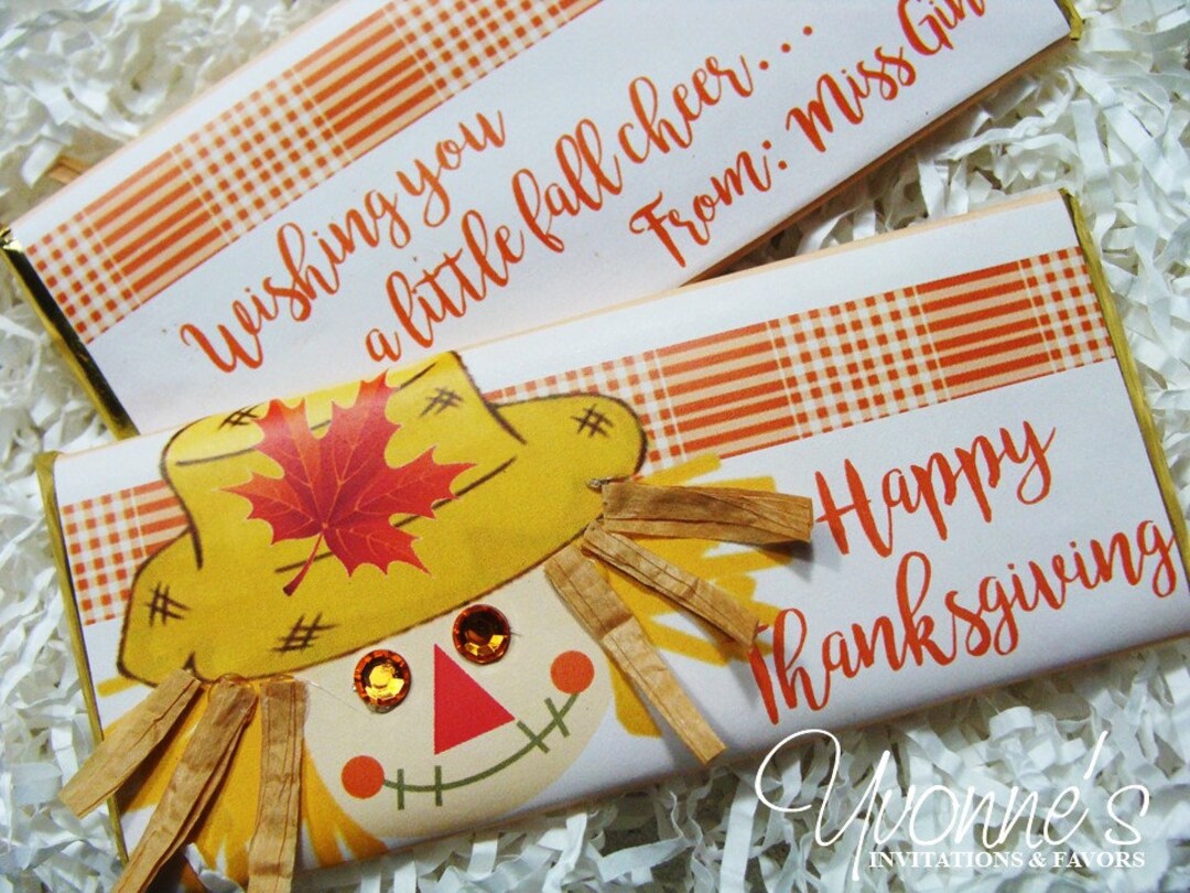 Thanksgiving Candy Bar Wrappers for Chocolate Bar Favors-friendsgiving ...