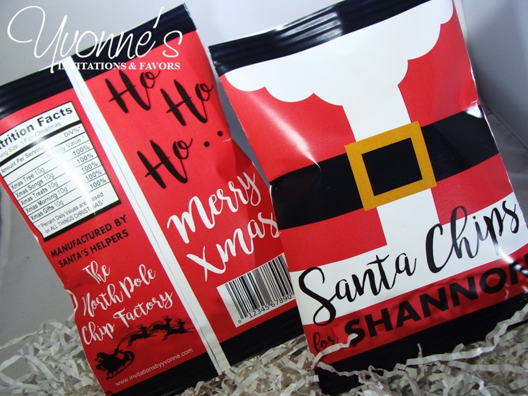 Santa Clause Christmas Chip Bags Personalized-xmas Party Favors-holiday ...
