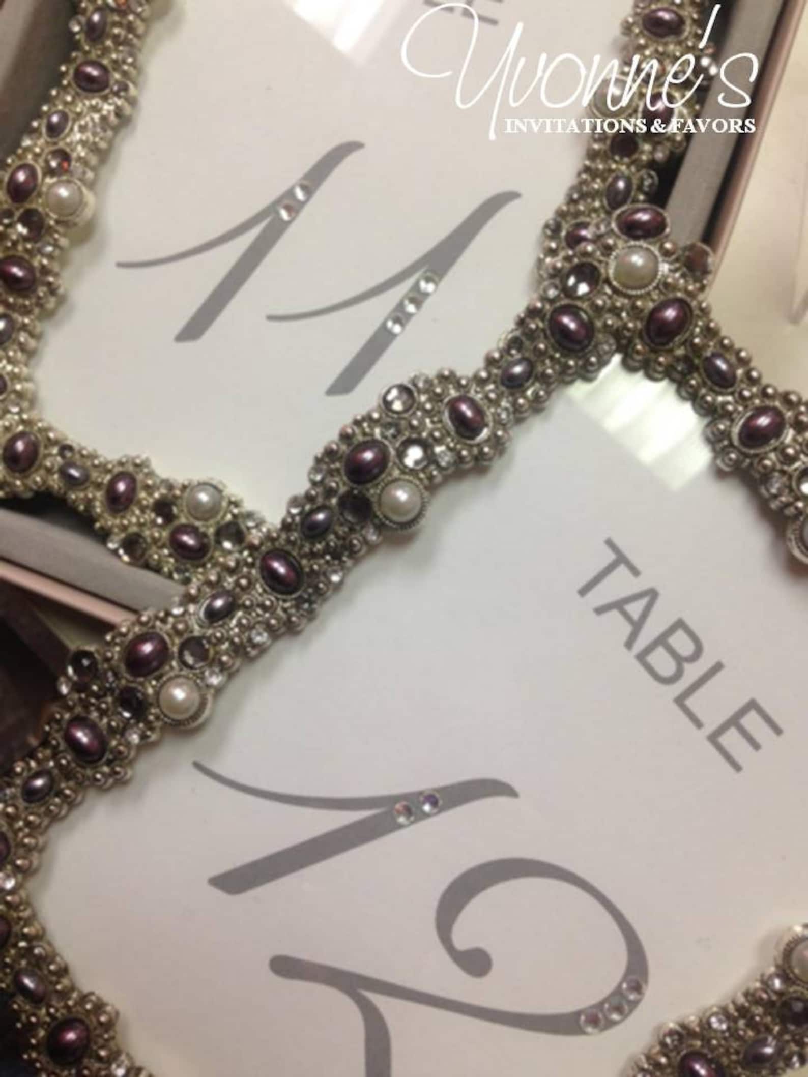 Table Number Inserts for Frames With Partial Rhinestones 4x6 | Etsy