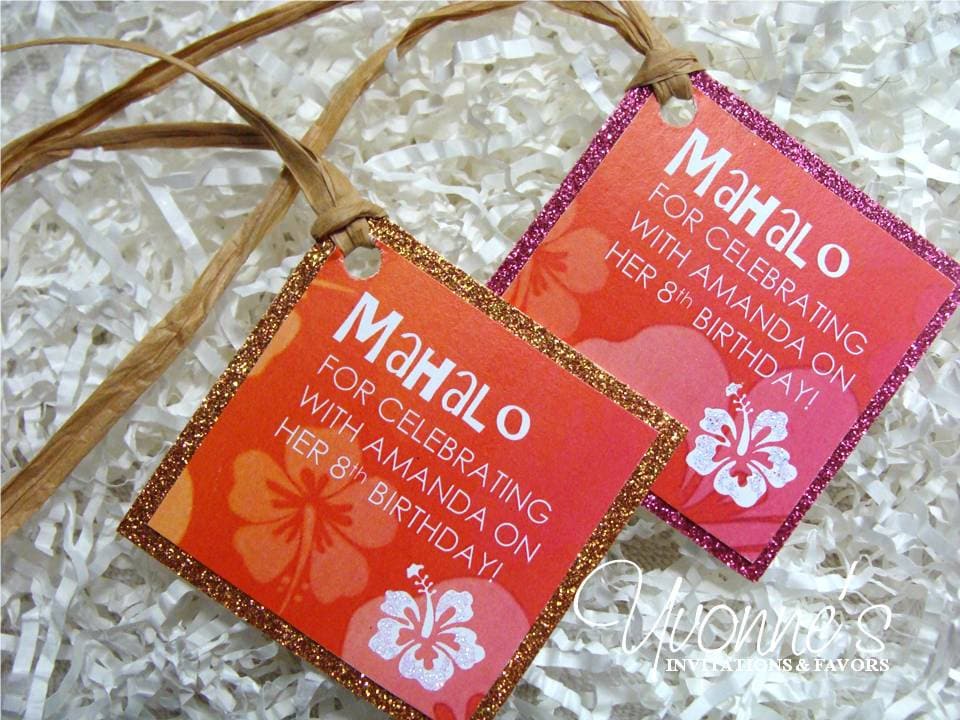 Hawaiian Luau Tropical Favor Tags Gift/thank You Tags for - Etsy