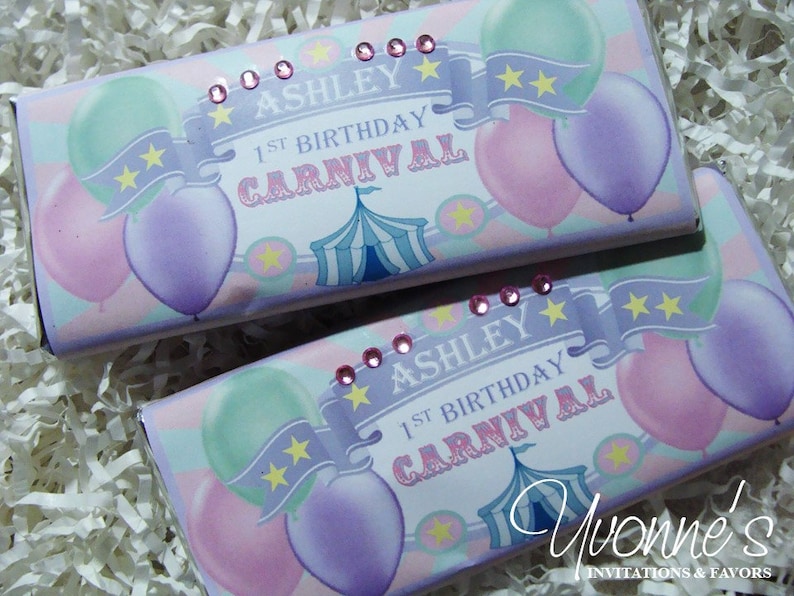 Circus Carnival Birthday Candy Bar Wrappers for Chocolate Bar - Etsy