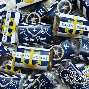 Nautical Wedding Mini Candy Bars Assembled With Wrappers-miniature ...