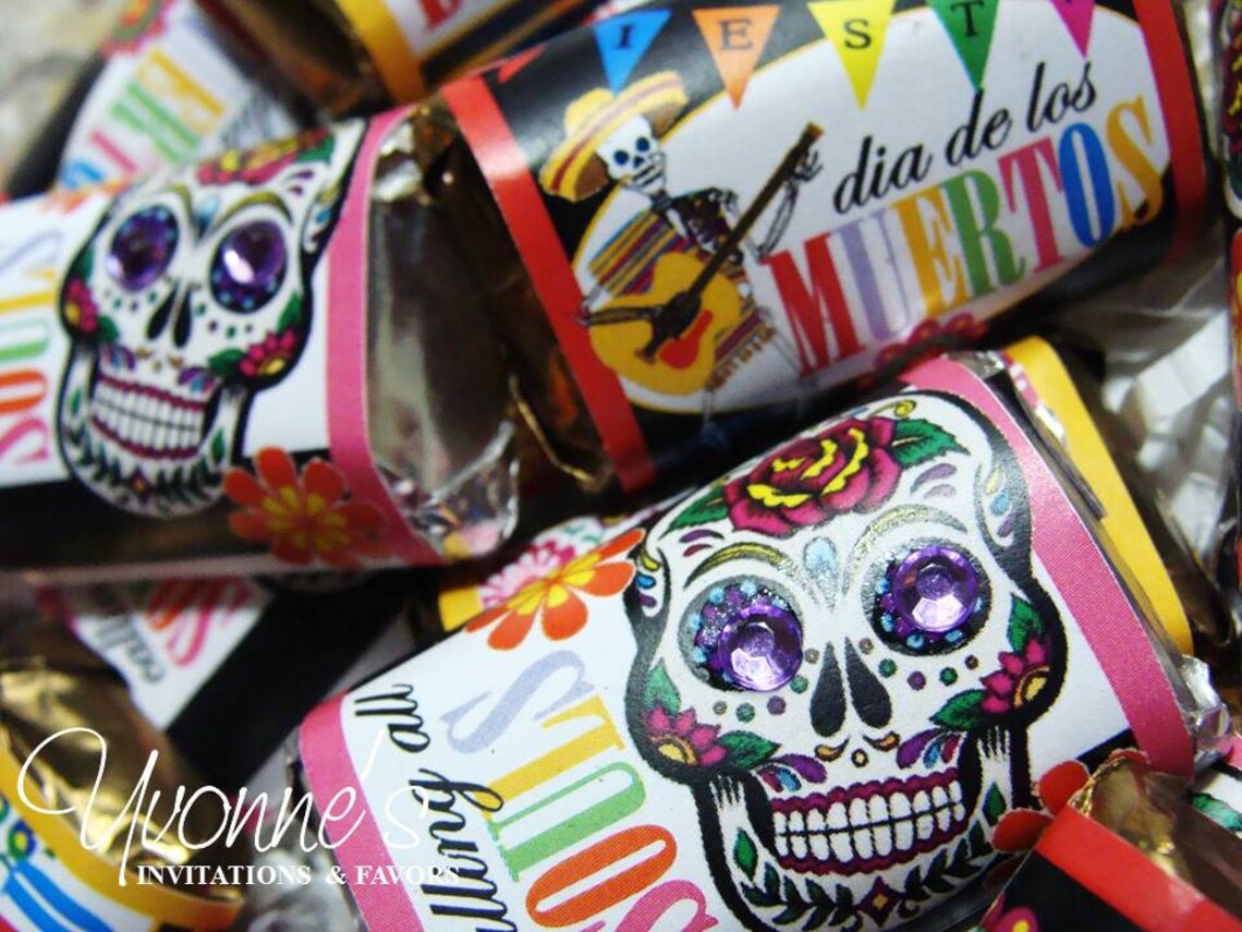 Sugar Skull Mini Candy Bar Wrappers for Miniature Chocolate | Etsy