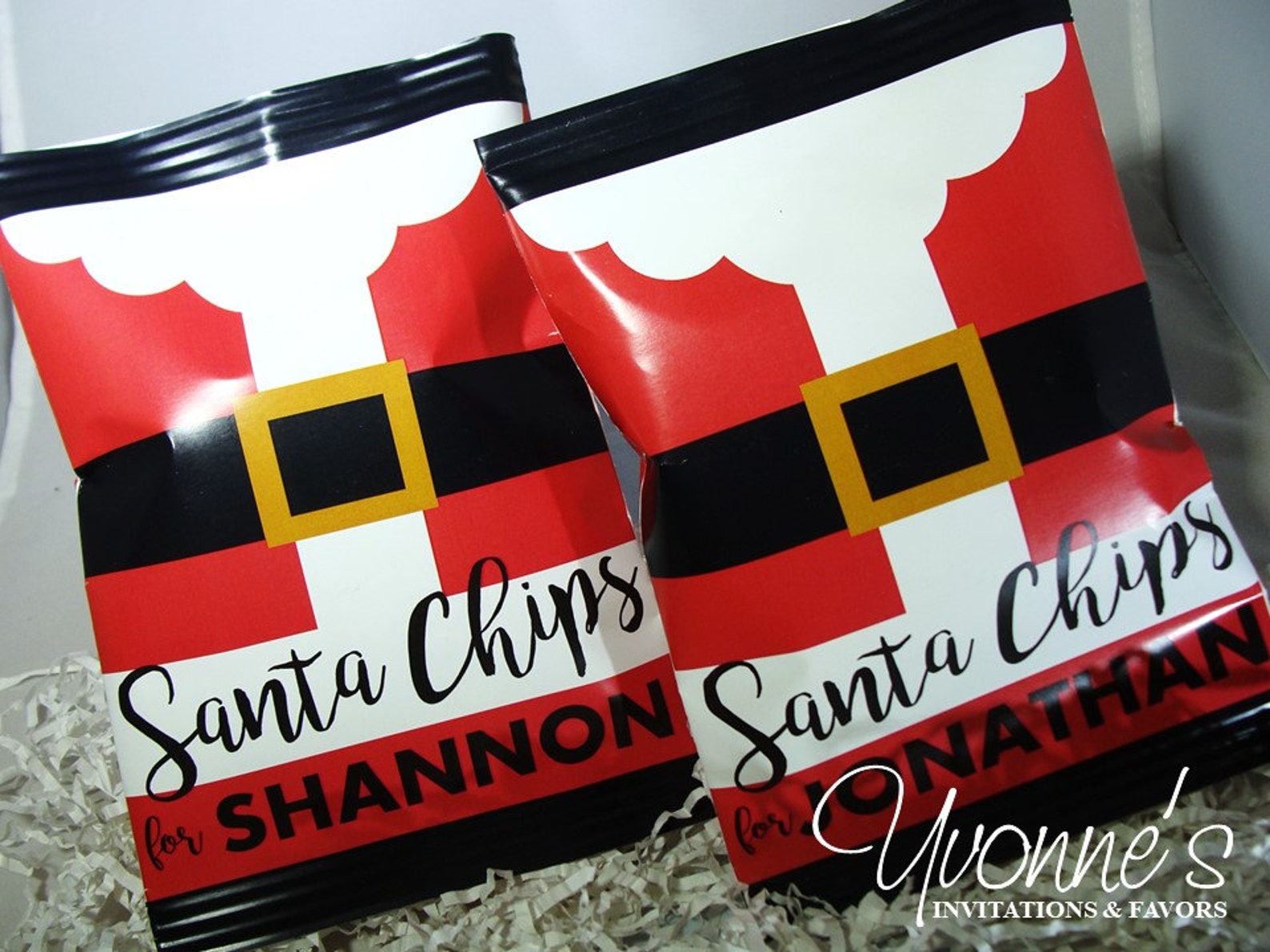 Santa Clause Christmas Chip Bags Personalized-xmas Party - Etsy