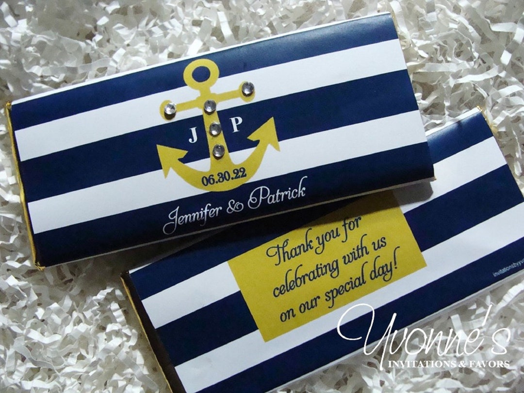 Nautical Wedding Candy Bar Wrappers Assembled With Chocolate-party ...