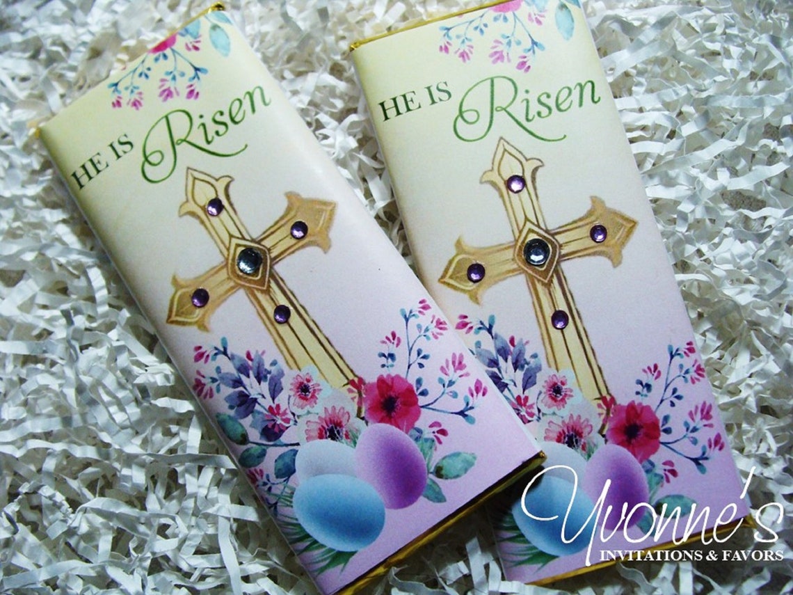 Easter Chocolate Bar Favor or Candy Bar Wrappers-He Is | Etsy