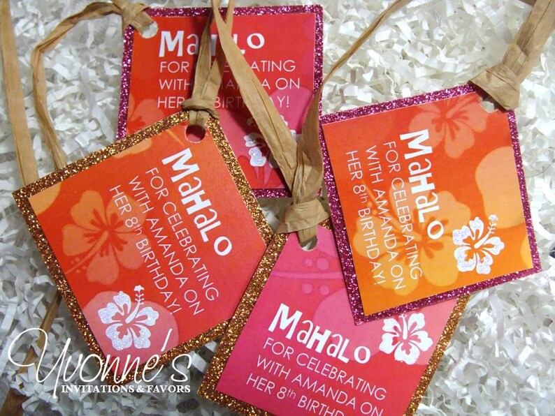 Hawaiian Luau Tropical Favor Tags Gift/thank You Tags for - Etsy