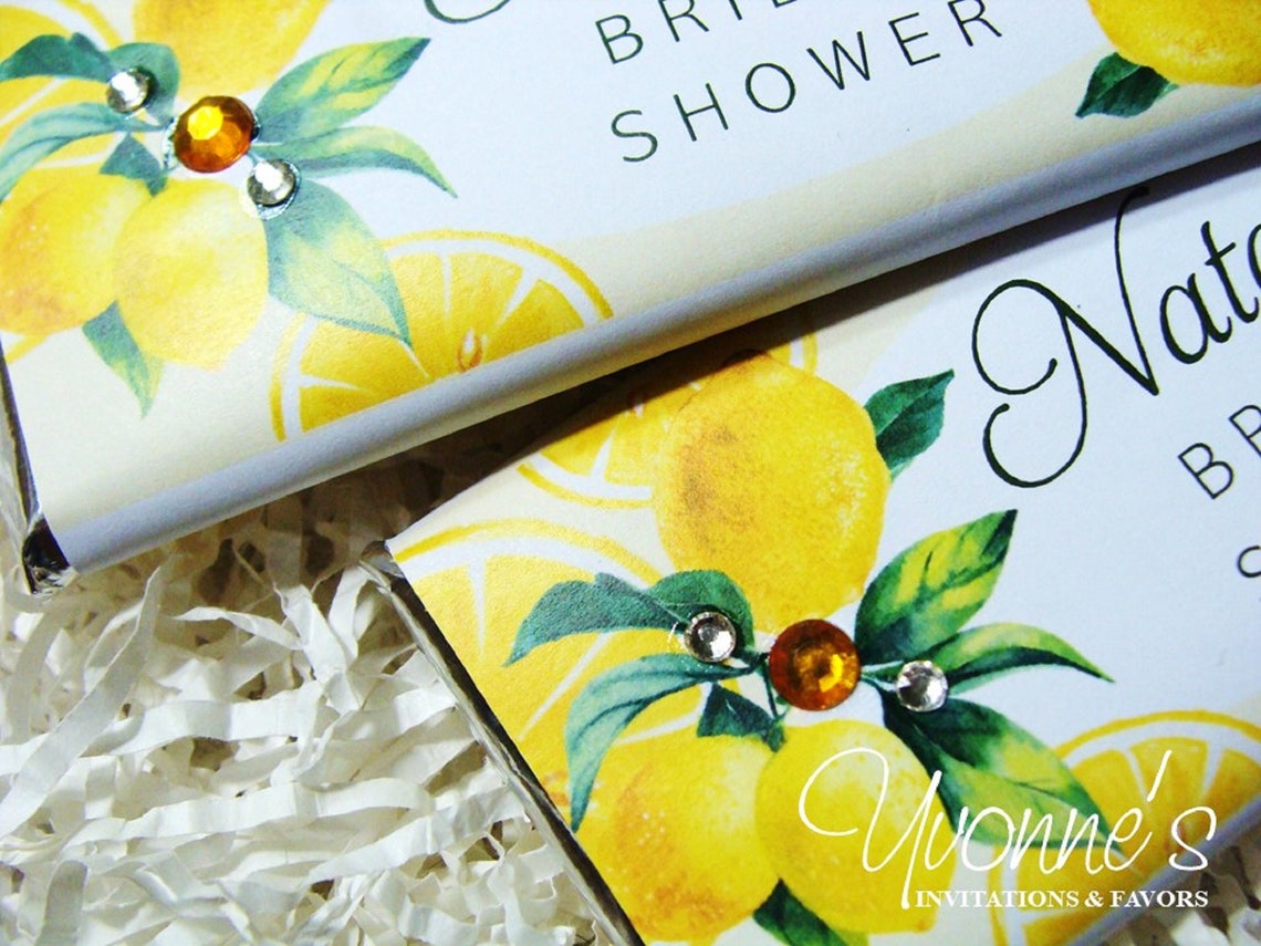 Lemon Bridal Shower Candy Bar Wrappers Assembled With Chocolate Bar ...
