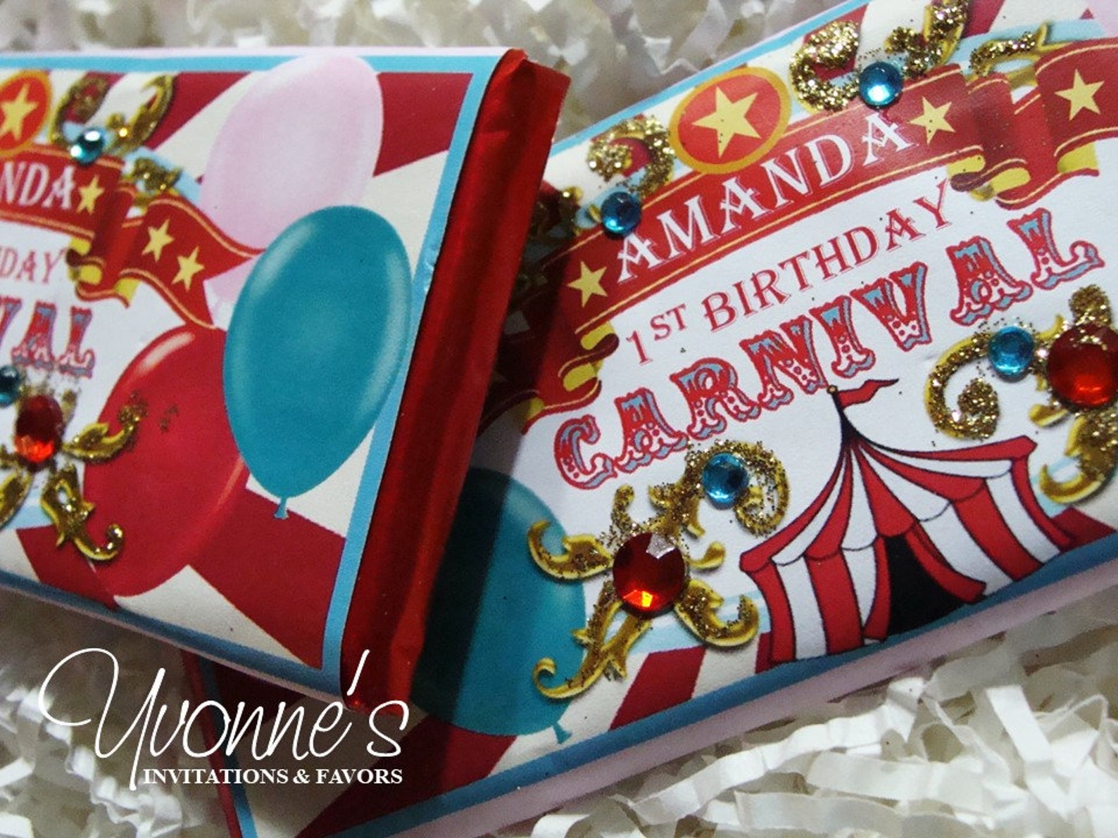 Circus Birthday Candy Bar Wrappers Assembled With - Etsy