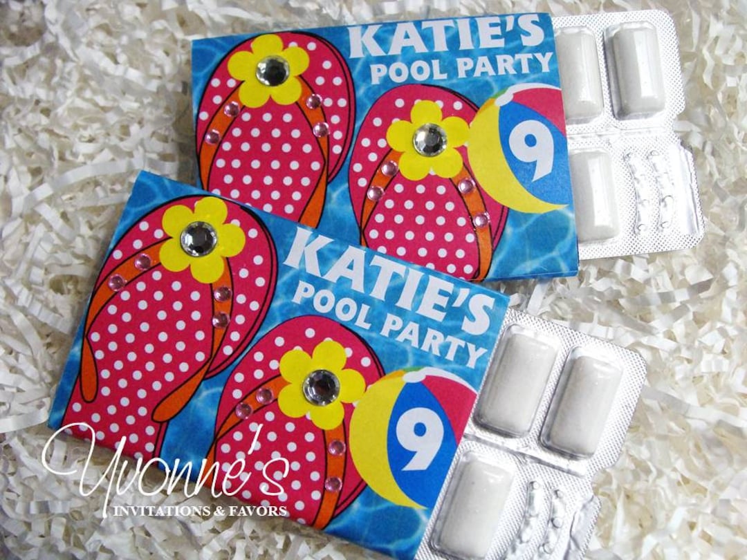 Pool Party Favors-assembled Gum Favors With Personalized Wrapper-summer ...