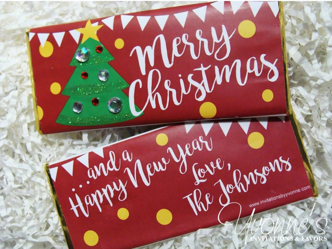 Christmas Candy Bar Wrappers for Chocolate Bar Favors-bling | Etsy