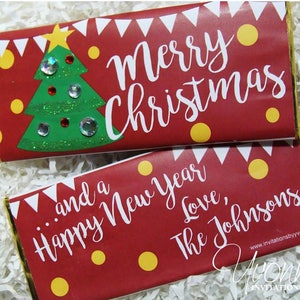 Christmas Candy Bar Wrappers for Chocolate Bar Favors-bling Christmas ...