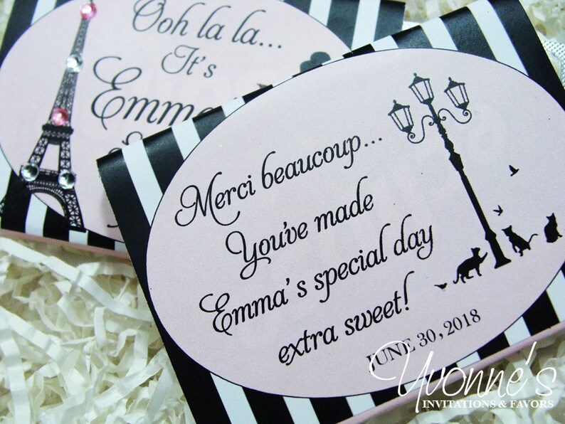 Paris Birthday Party Favors-gum Wrappers for Gum Party Favors - Paris ...