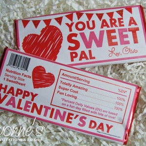 Valentine's Day Candy Bar Wrappers Chocolate Bar Favor Kid's Fun ...