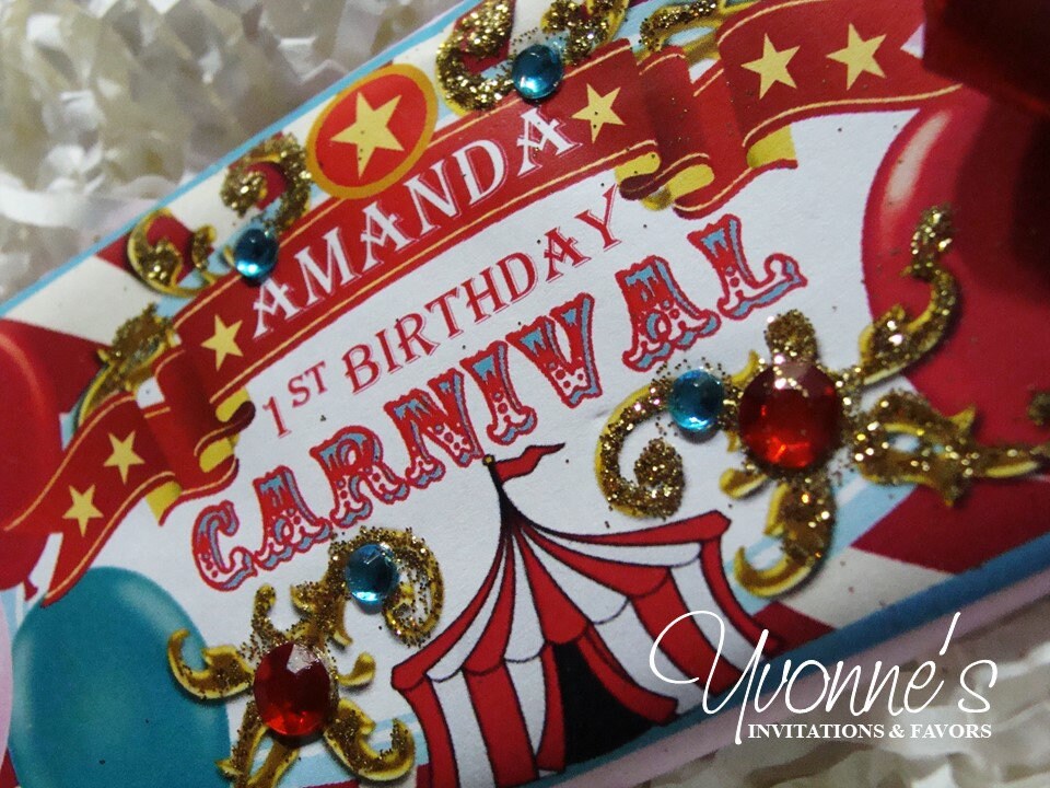 Circus Birthday Candy Bar Wrappers Assembled With | Etsy
