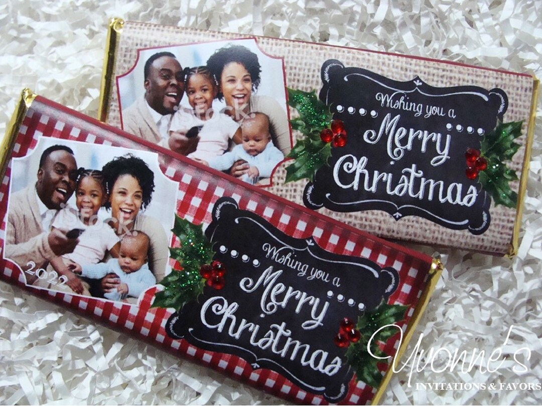 Christmas Card With Photo Candy Bar-chocolate Party Favors-edible ...