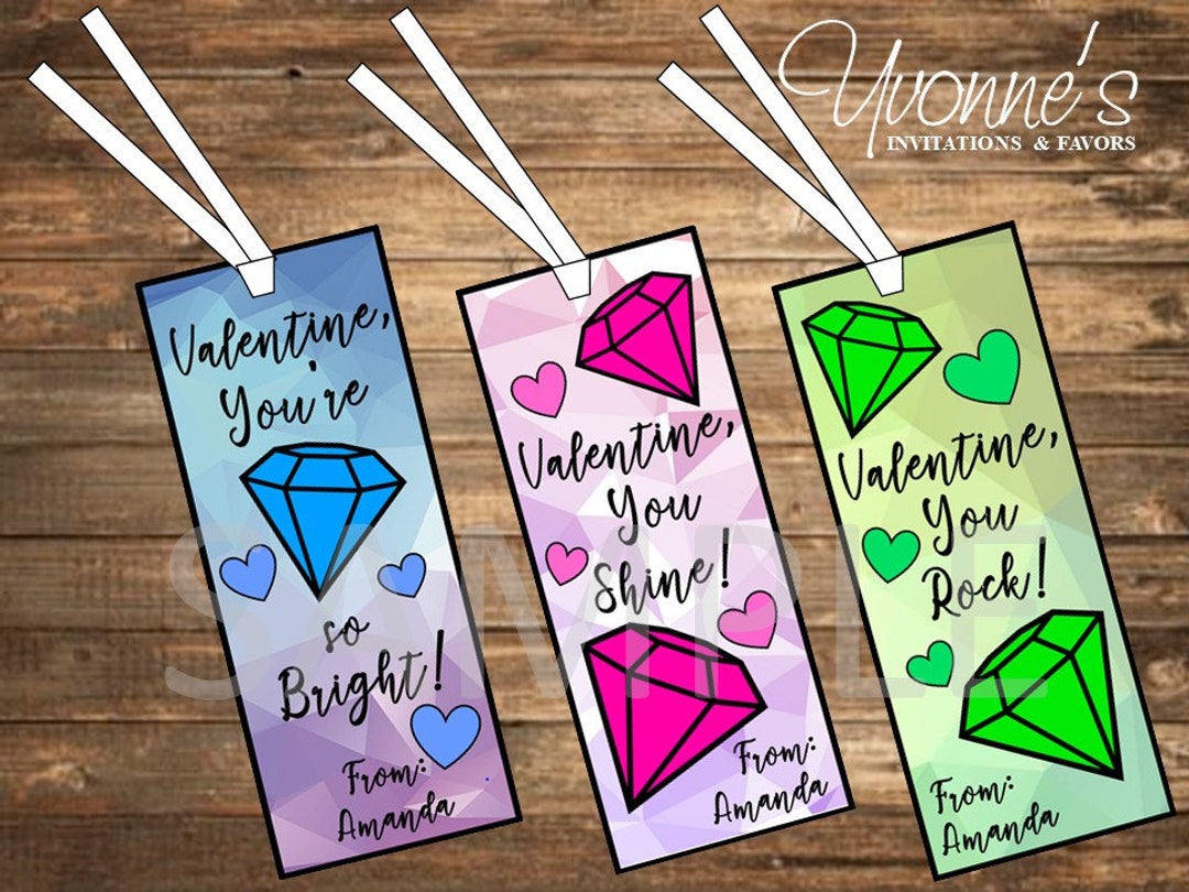 Valentine Kid Bookmark Cards-gemstone Crystal Bookmarks-valentine Class ...