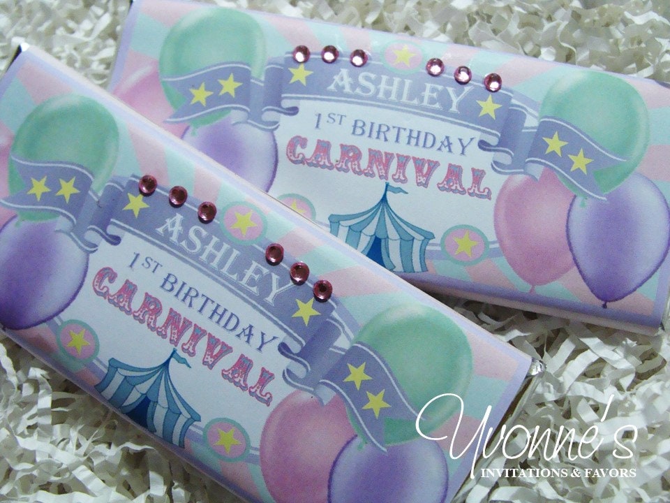 Circus Carnival Birthday Candy Bar Wrappers for Chocolate Bar | Etsy