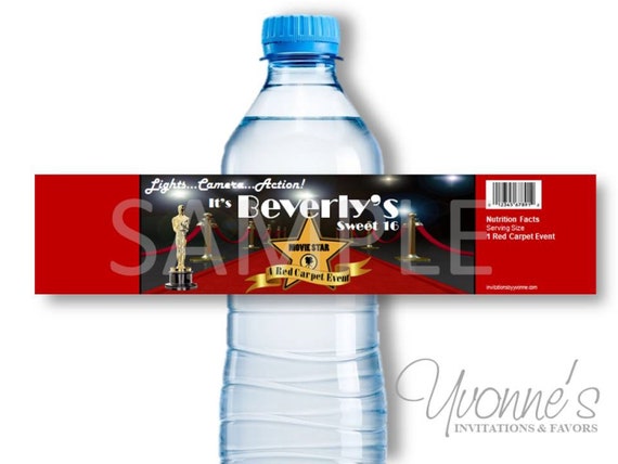 Hollywood Red Carpet VIP Water Bottle Wrapper Party | Etsy