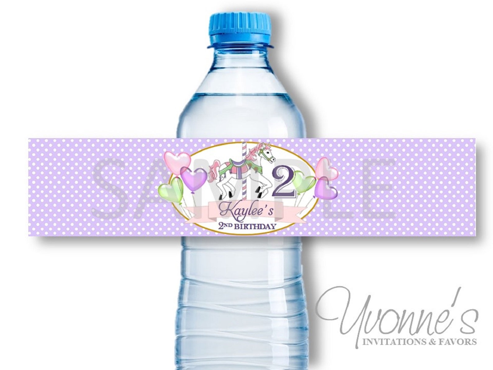 Carousel Water Bottle Wrappers - First 1st Birthday, Baby Birthday ...